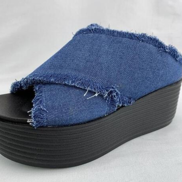 Beston | Shoes | Denim Platform Slides Only Left Size 1 | Poshmark